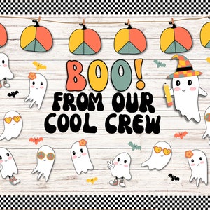 Retro Halloween Bulletin Board Kit, Groovy Boho Classroom Decor ...