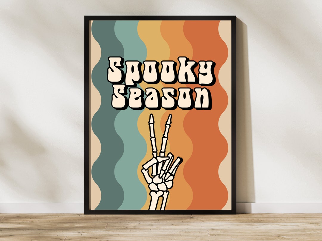 Spooky Season Art Print, Boho Retro Groovy Halloween Printable, Digital ...