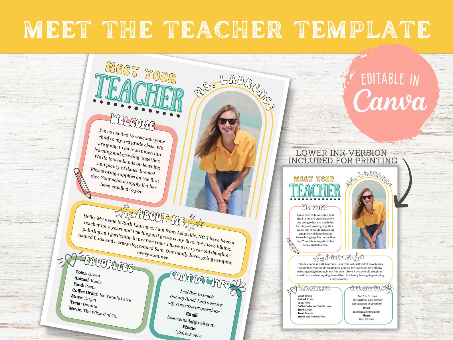 Meet the Teacher Template, Editable Teacher Printable, Back to School ...