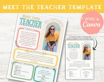 Meet the Teacher Template, Editable Teacher Printable, Back to School ...