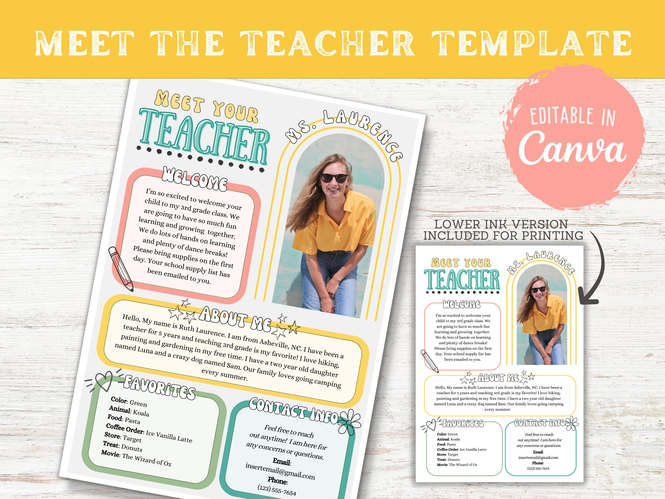 Meet the Teacher Template, Editable Teacher Printable, Back to School ...
