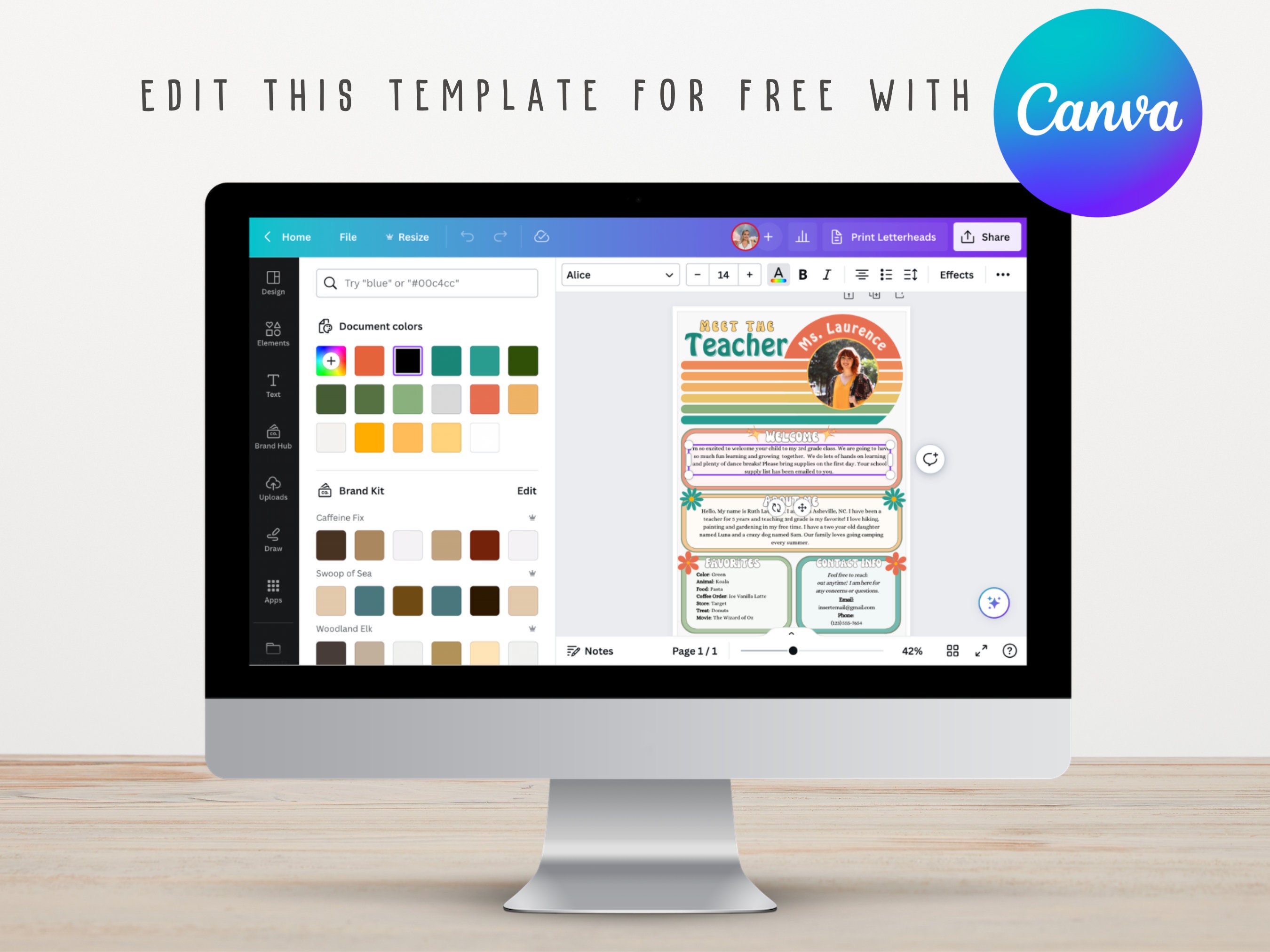 Meet the Teacher Template, Editable Teacher Printable, Back to School ...