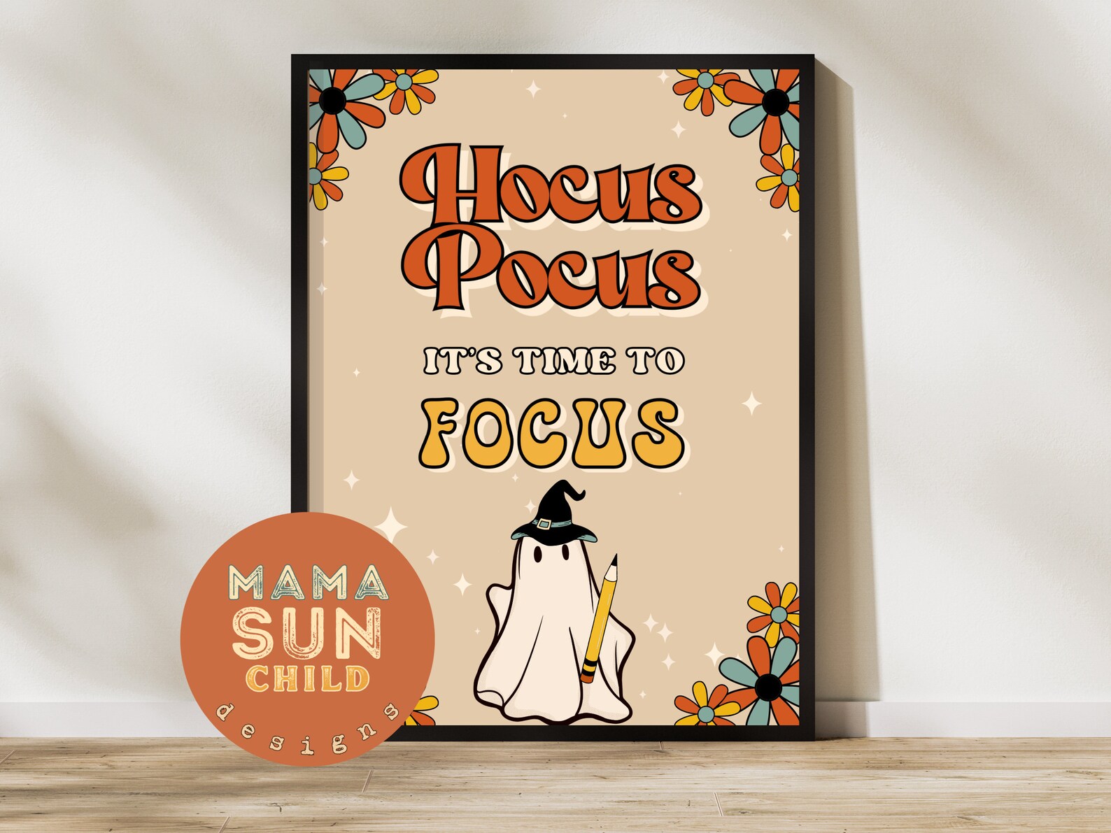Retro Halloween Classroom Posters, Groovy October Art Print, Boho ...