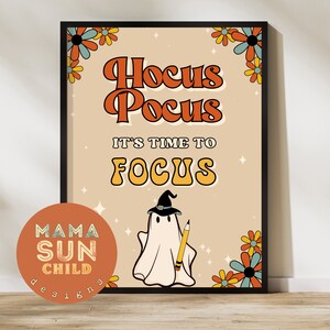 Retro Halloween Classroom Posters, Groovy October Art Print, Boho ...