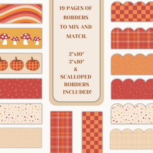 Retro Fall Bulletin Board Borders, Printable Classroom Decoration, Boho ...