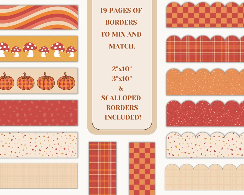 Retro Fall Bulletin Board Borders, Printable Classroom Decoration, Boho ...