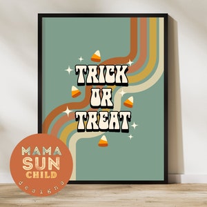 Retro Halloween Classroom Posters, Groovy October Art Print, Boho ...