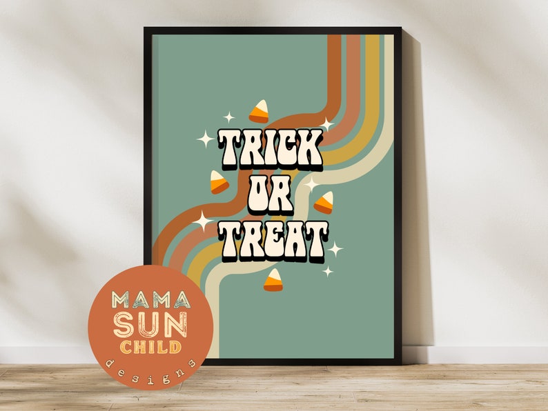Retro Halloween Classroom Posters, Groovy October Art Print, Boho ...