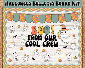 Retro Halloween Bulletin Board Kit, Groovy Boho Classroom Decor ...