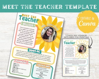 Meet the Teacher Template, Editable Teacher Printable, Back to School ...