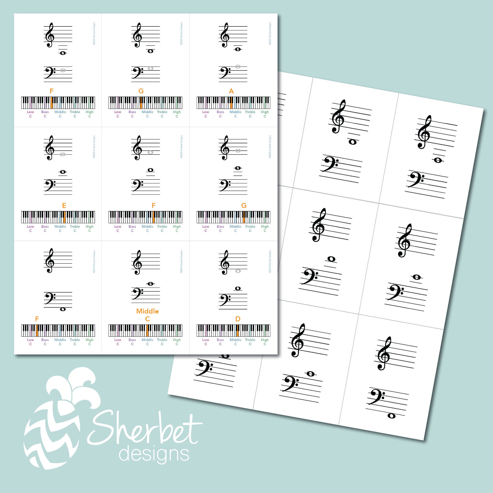 Ledger Note Flash Cards for Piano - Etsy