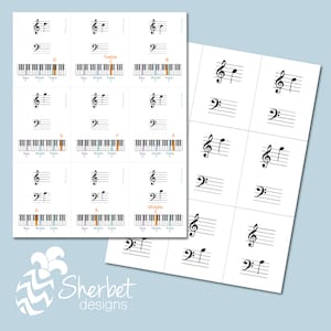 Staff Note Flash Cards for Piano - Etsy