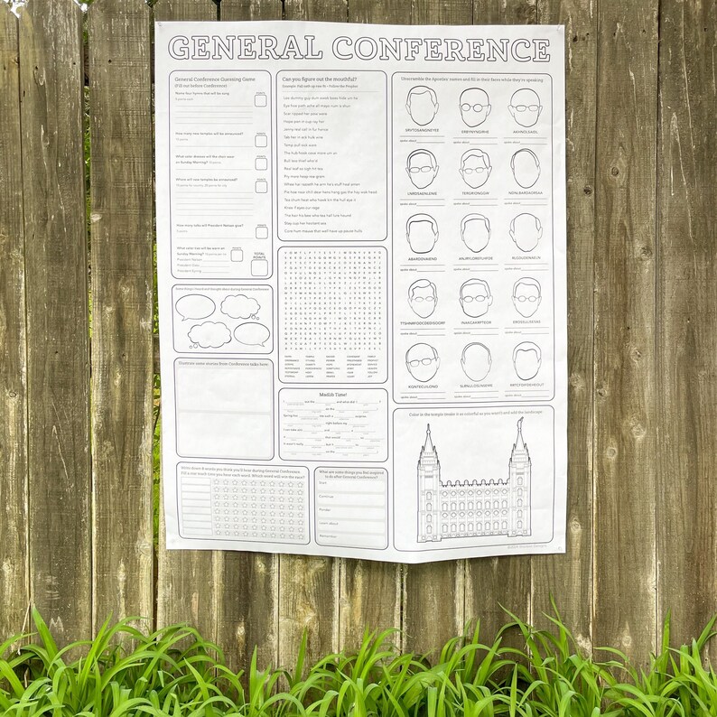 General Conference Activity Poster and Packet - Ages 8+ - Etsy