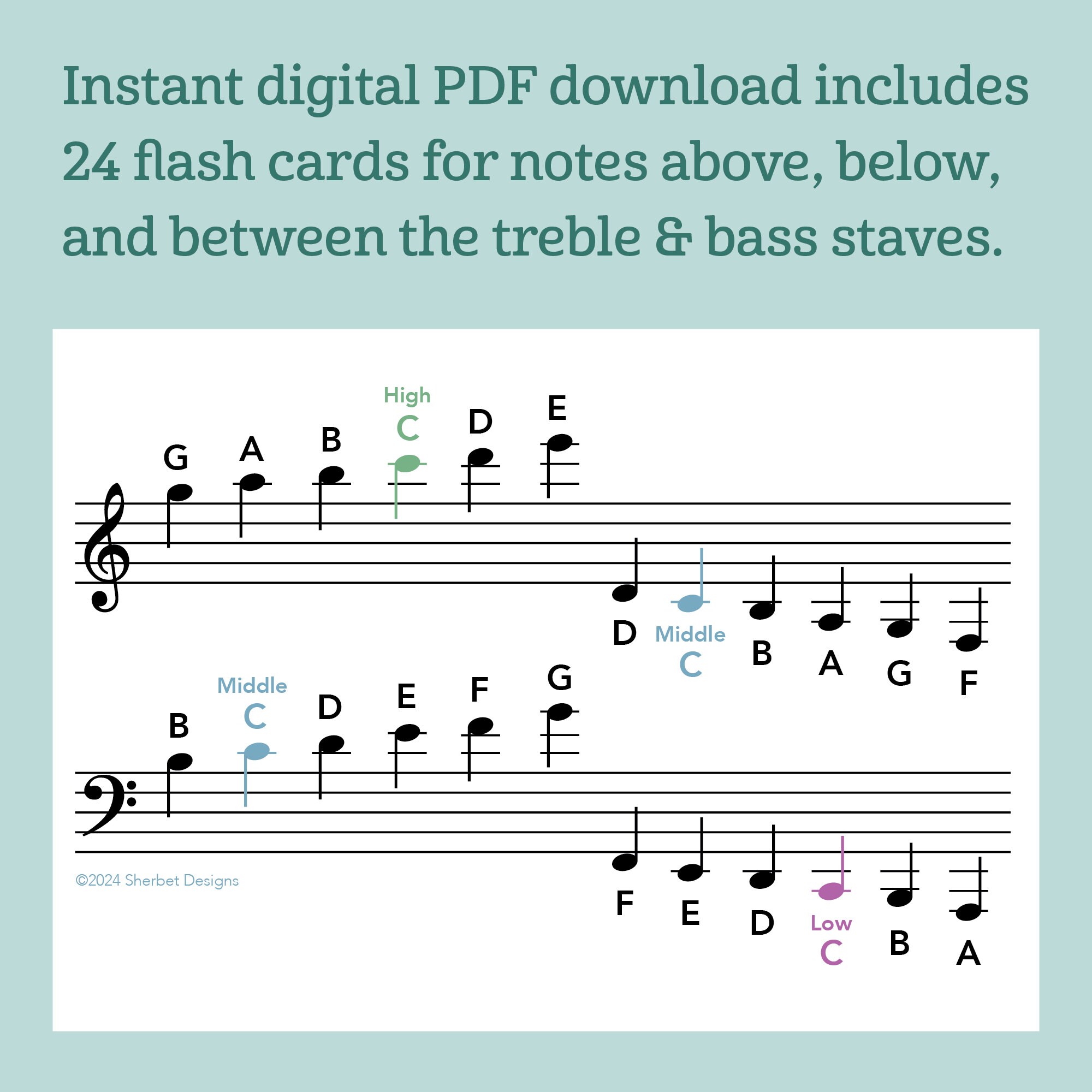 Ledger Note Flash Cards for Piano - Etsy