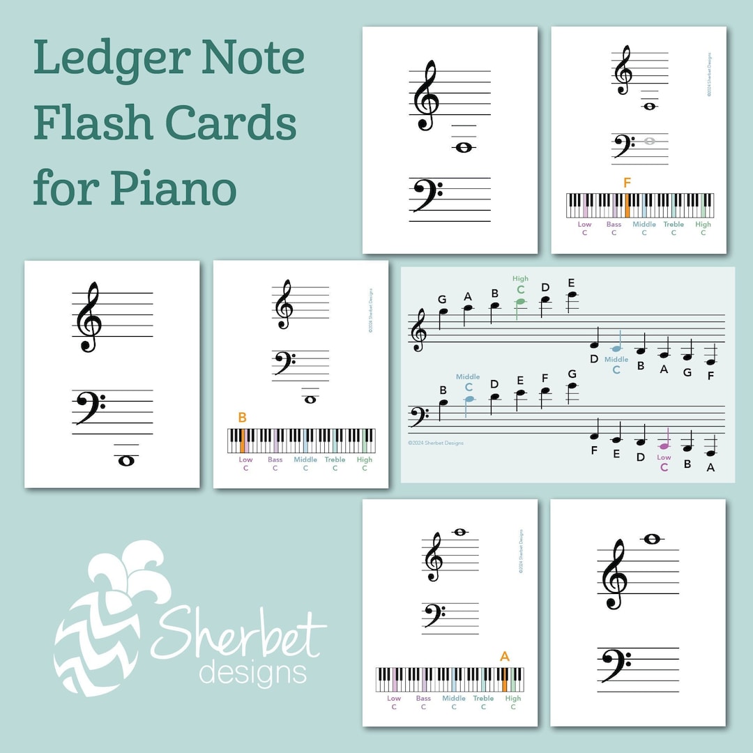 Ledger Note Flash Cards for Piano - Etsy