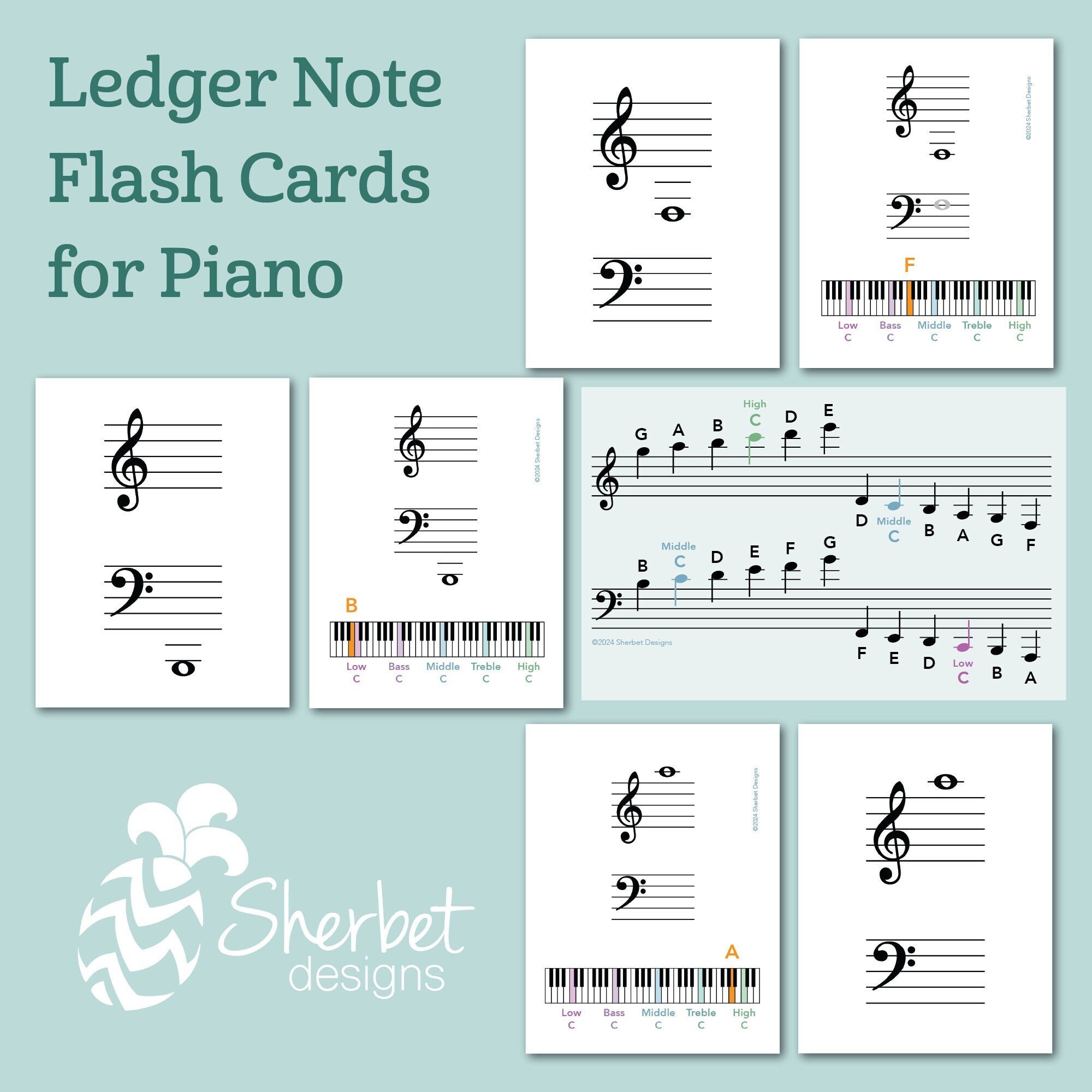 Ledger Note Flash Cards for Piano - Etsy