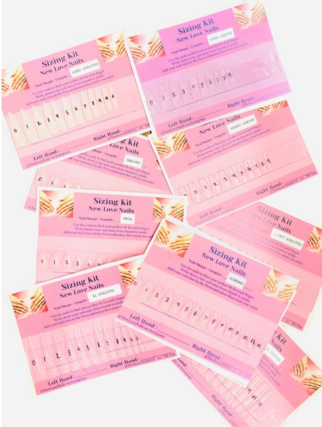 Press on Nail Sizing Kit, Press on Nails Chart Card, Press on Nails ...