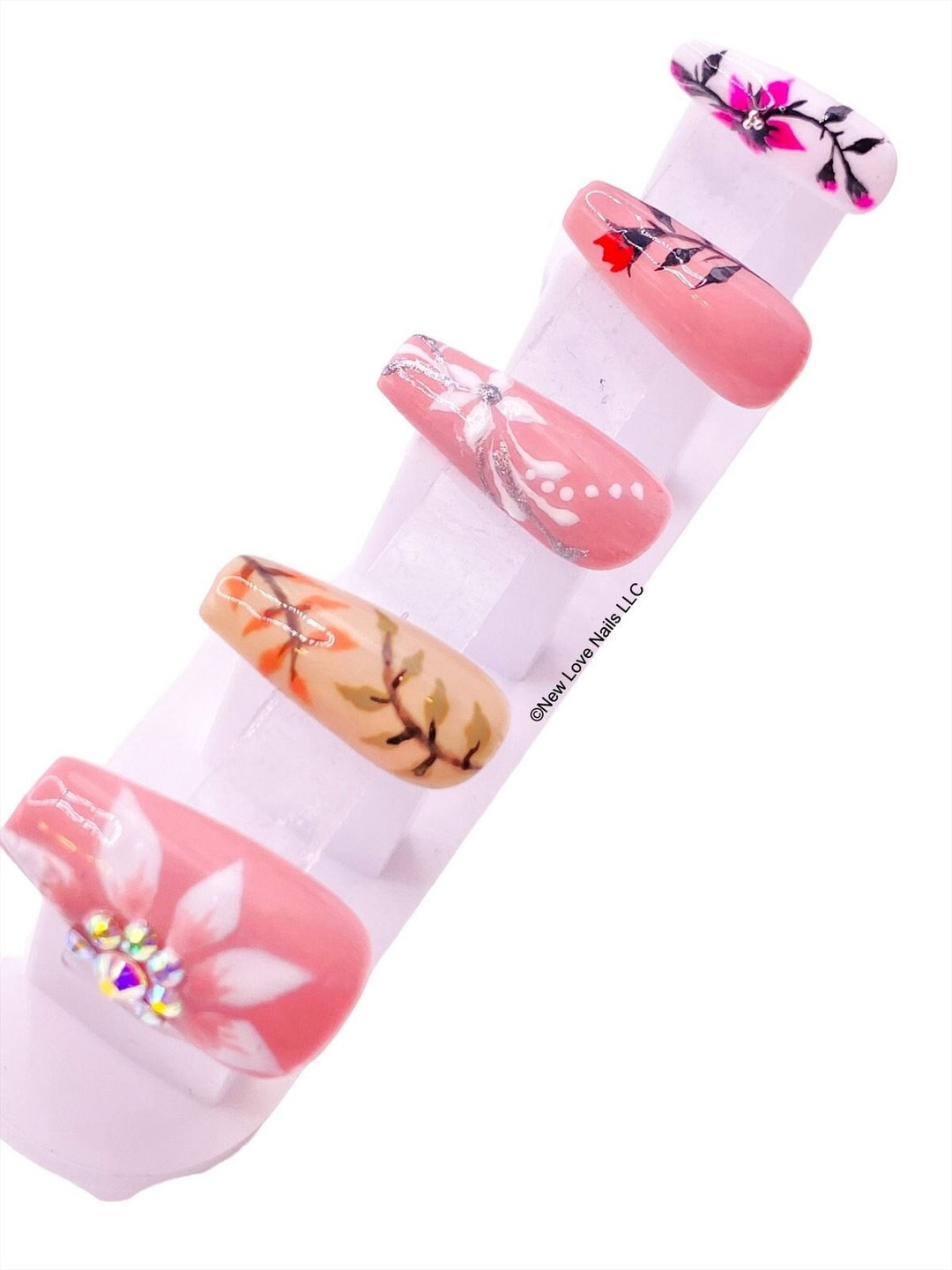 Freestyle Flower Nails 2 Y2K Baddie 3D Nail Art Glitter Nails Pink ...