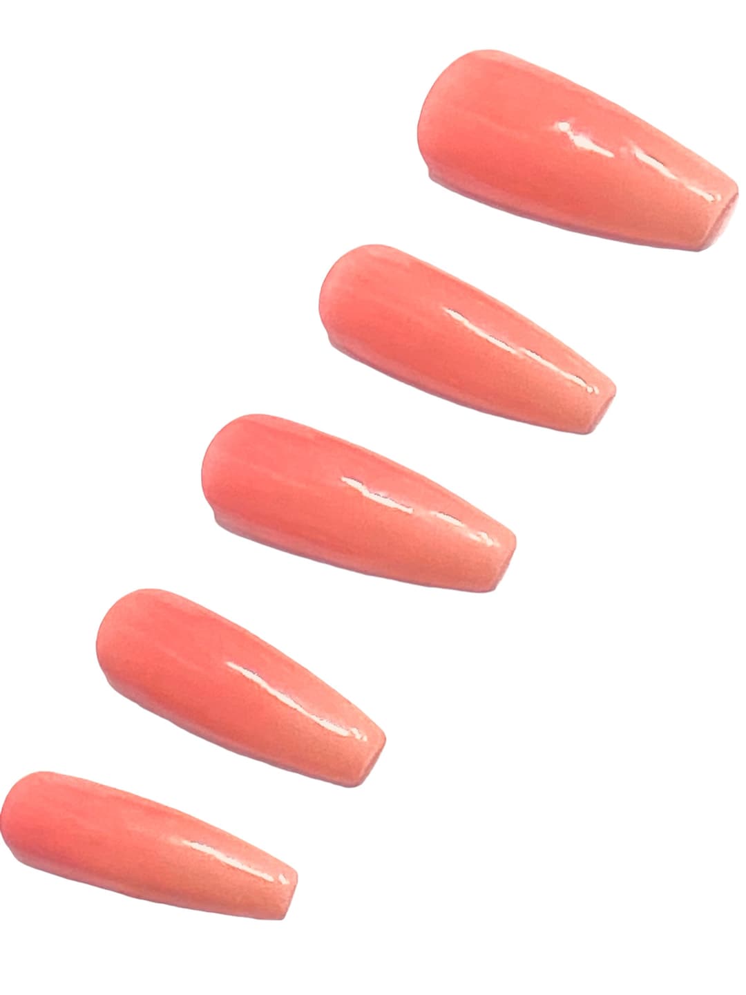 Pink Reverse Ombre Nails | Pink Press on Nails | Long Coffin | Reverse ...