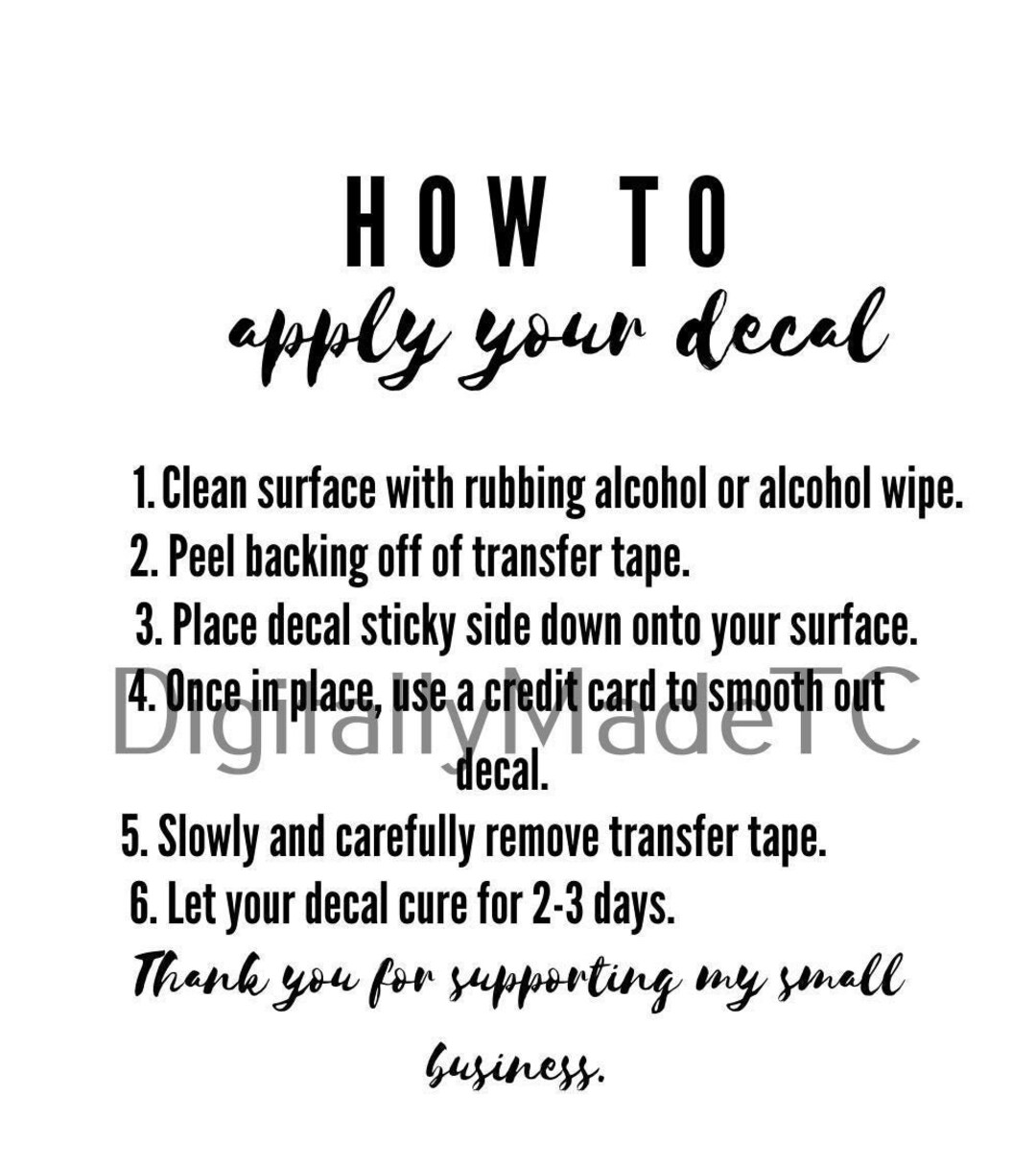 How to Apply Your Decal Instructions Download / PNG - Etsy