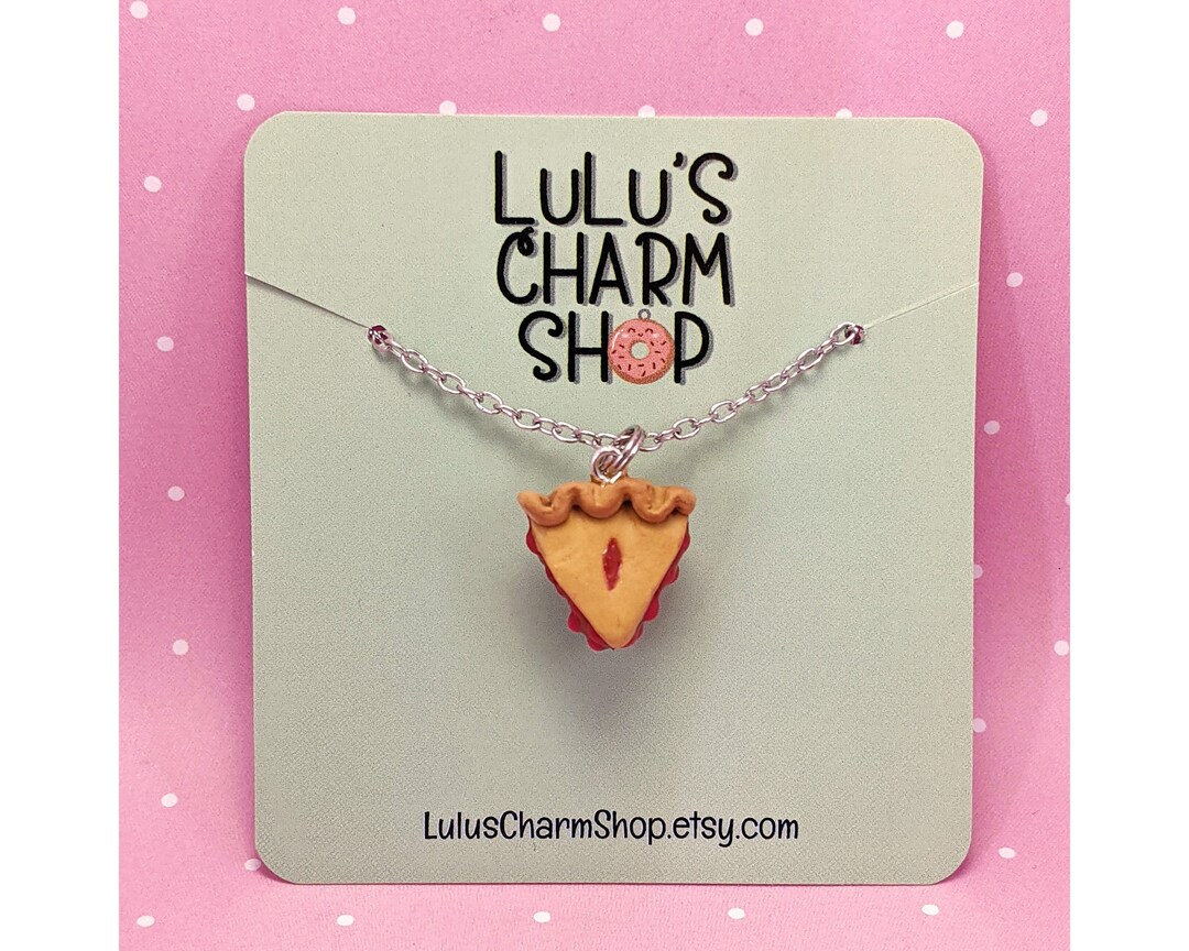 Slice of Cherry Pie Charm (style D) - Polymer Clay Charm With Necklace ...