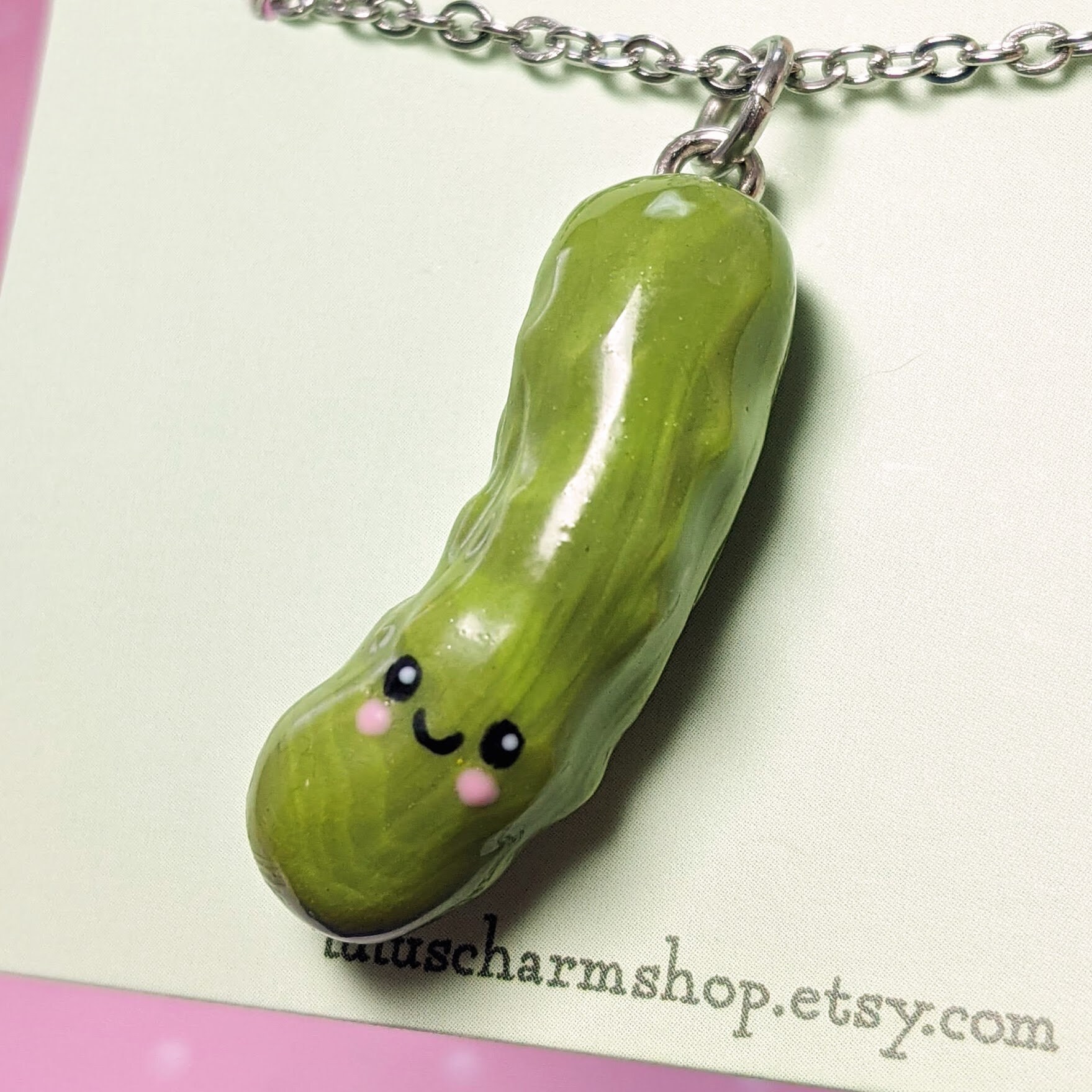 Kawaii Pickle Charm Polymer Clay Charm With Necklace - Etsy
