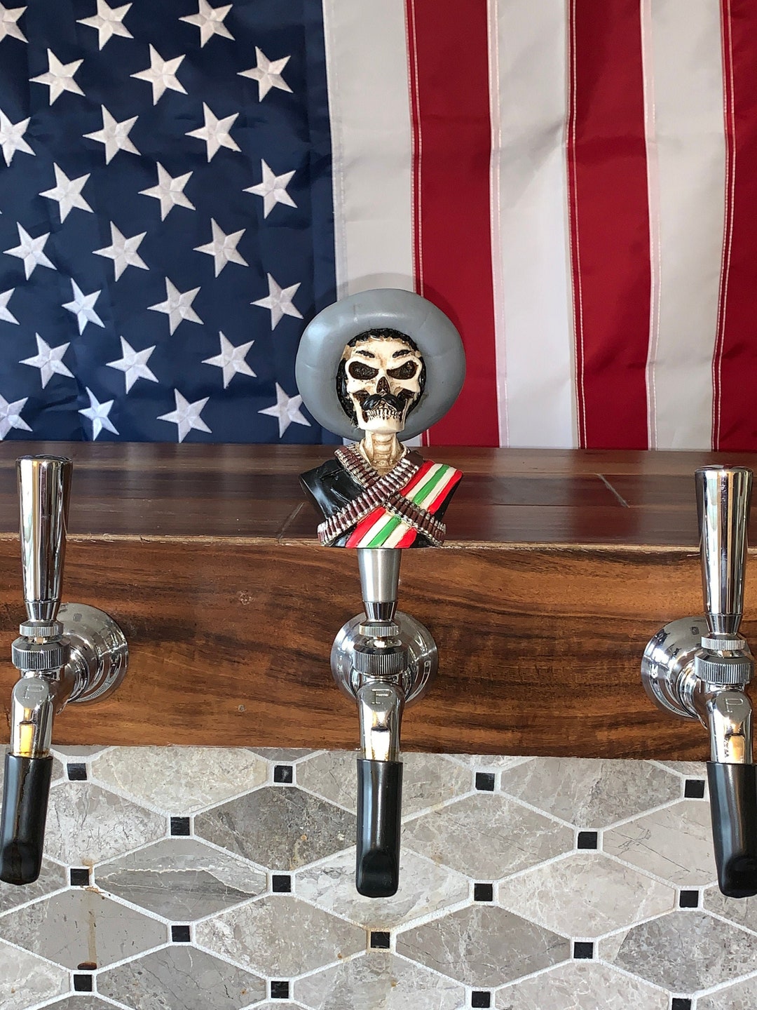 New Figural DEAD ZAPATA Mexican Bandito Skull Goth Home Bar Kegerator ...