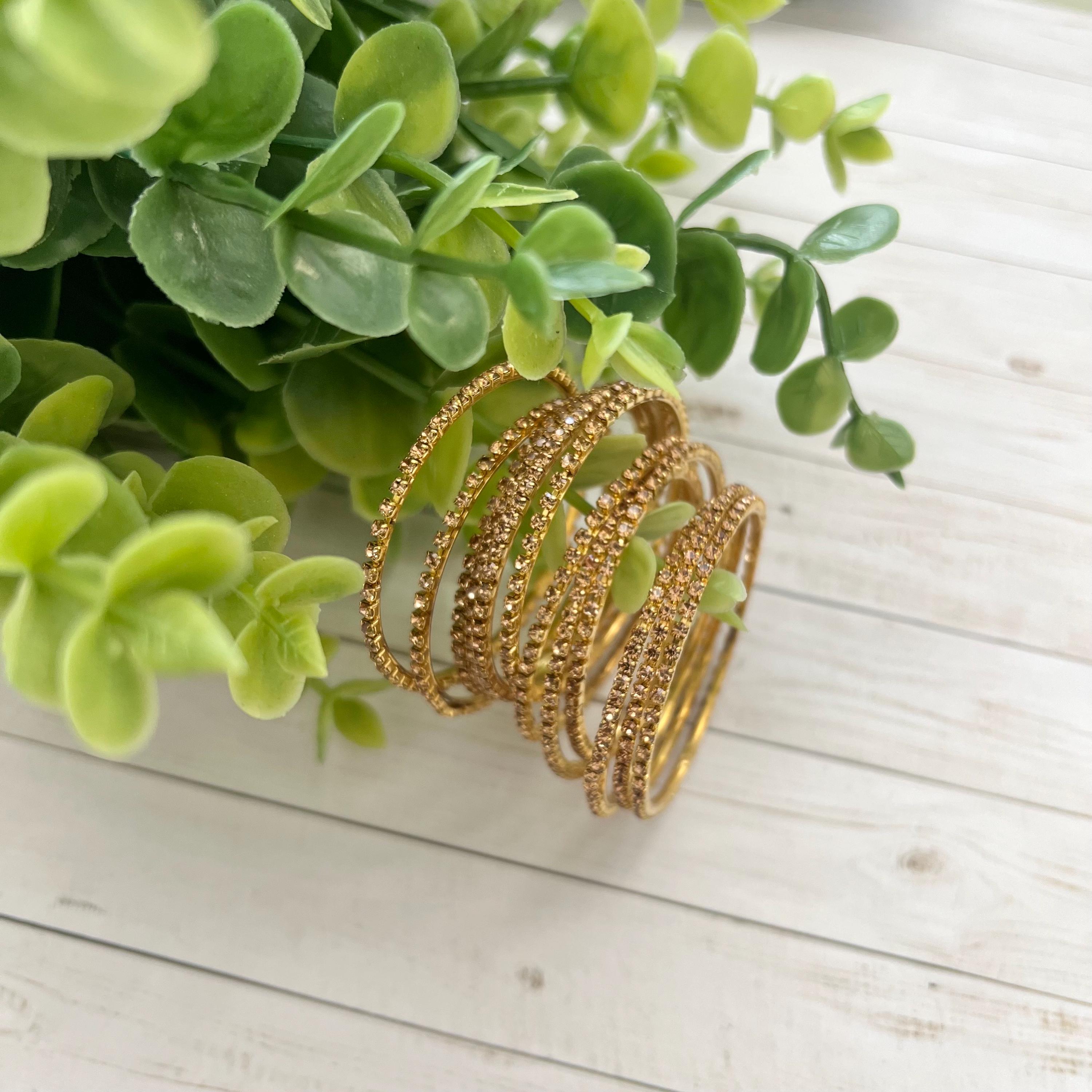 Kids and Baby Gold Rhinestone Bangles – Traditional Churiyan Set - Etsy
