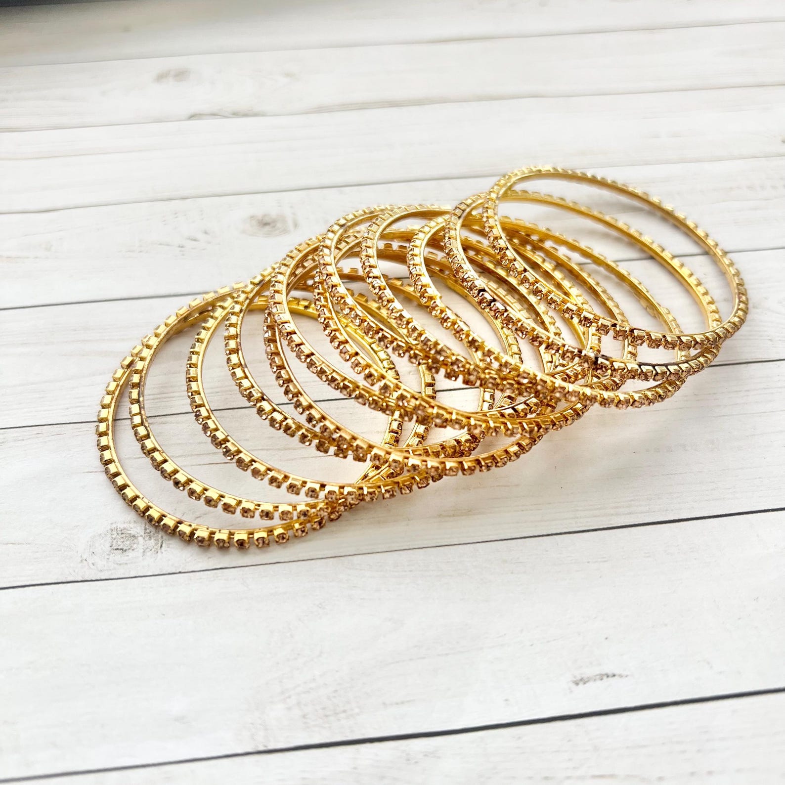 Kids and Baby Gold Rhinestone Bangles – Traditional Churiyan Set - Etsy