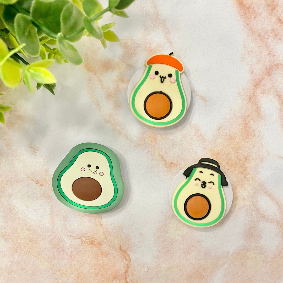 Cute Avocado Phone Holder Grips. Collapsable Finger Grip. Phone Stand ...