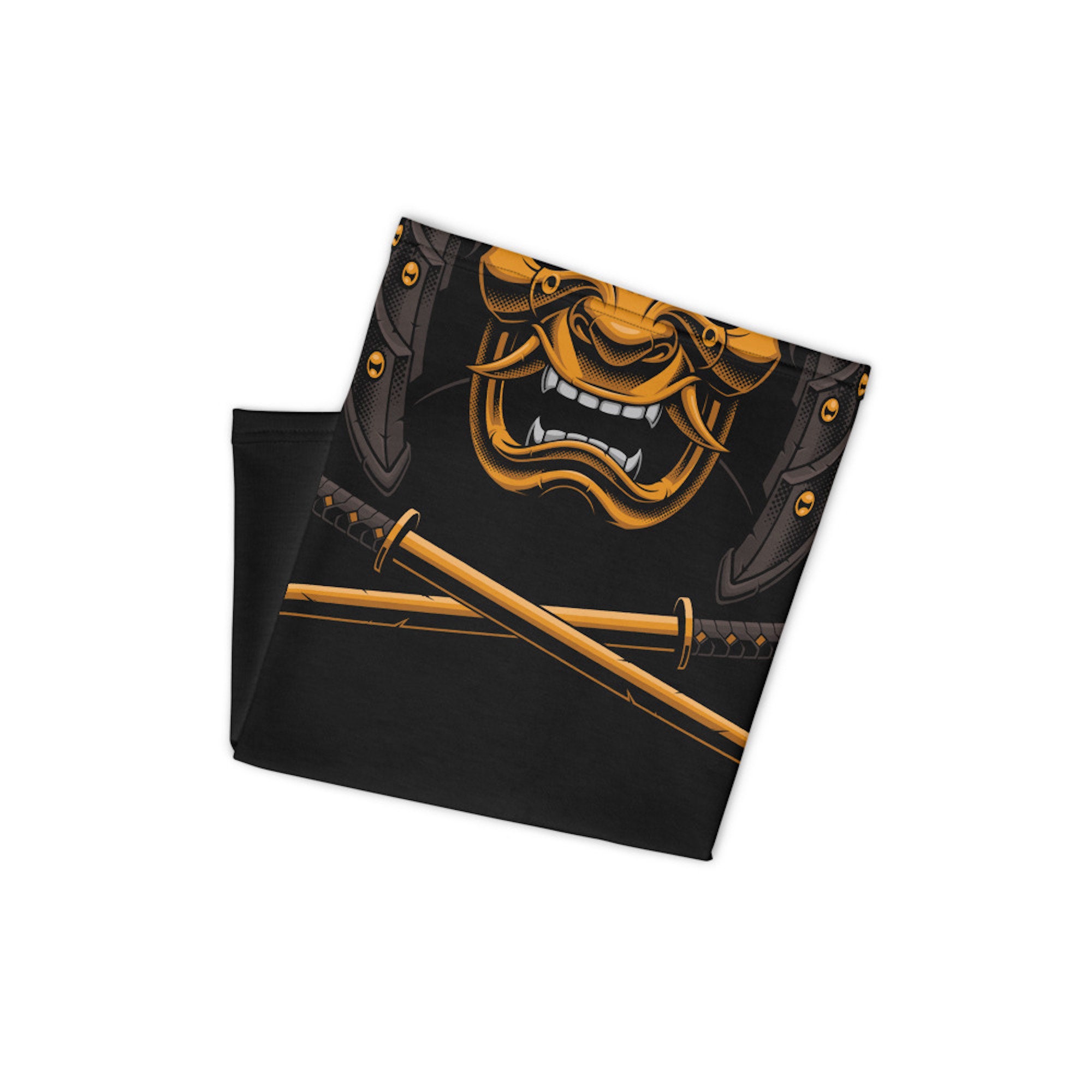 Japanese Samurai Golden Face Mask, Neck Gaiter, Washable and Reusable ...