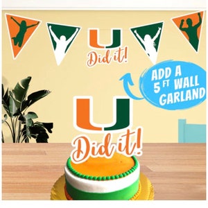 University of Miami Garland and Cake Topper Bundle | College Graduation ...