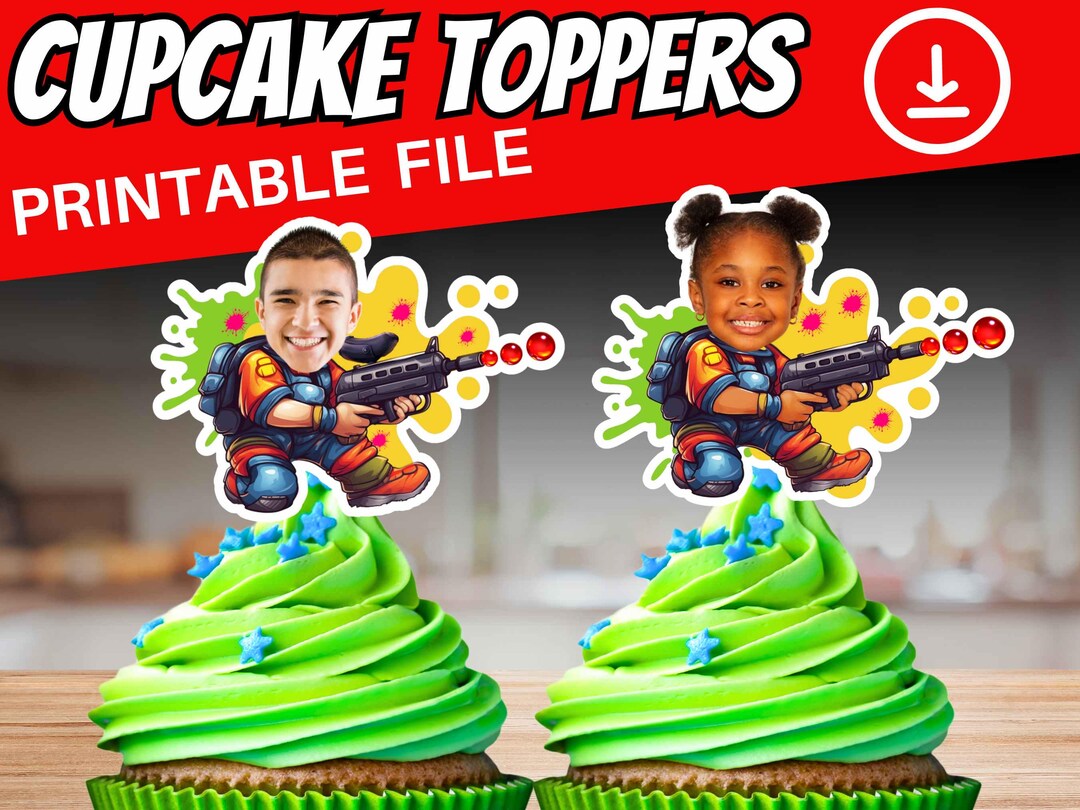 Printable Custom Paintball Cupcake Paint Ball Birthday Party Paintball ...