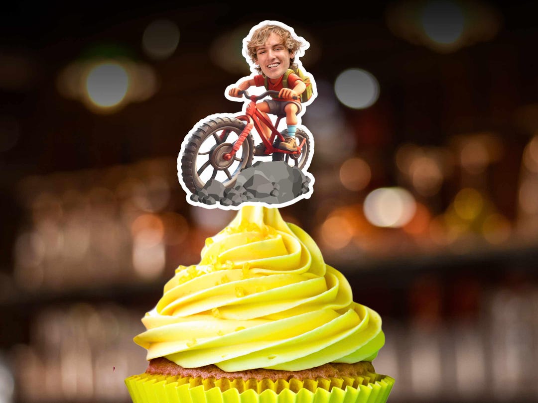Funny Bike Cupcake Toppers. Biking Party Bicycle Decor Mountain Biker ...