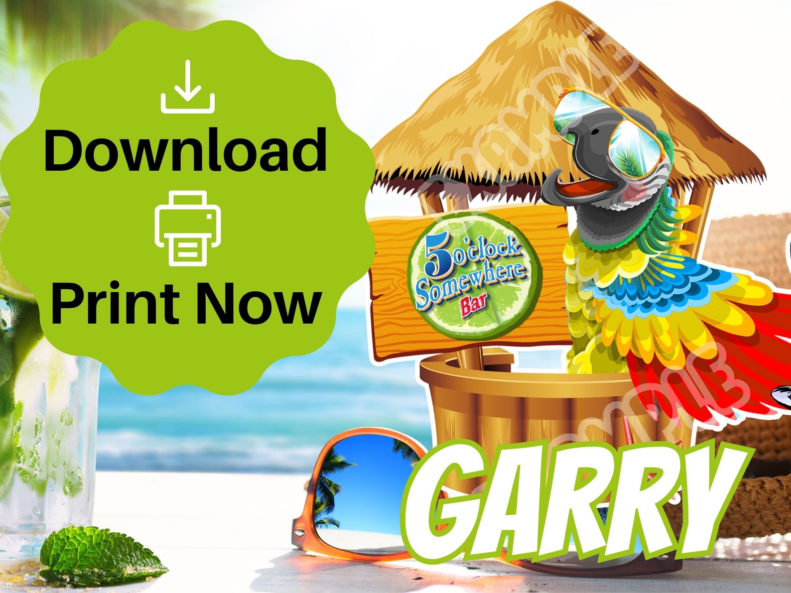 Printable Parrot Cake Topper | Tropical Luau Party (digital File) - Etsy