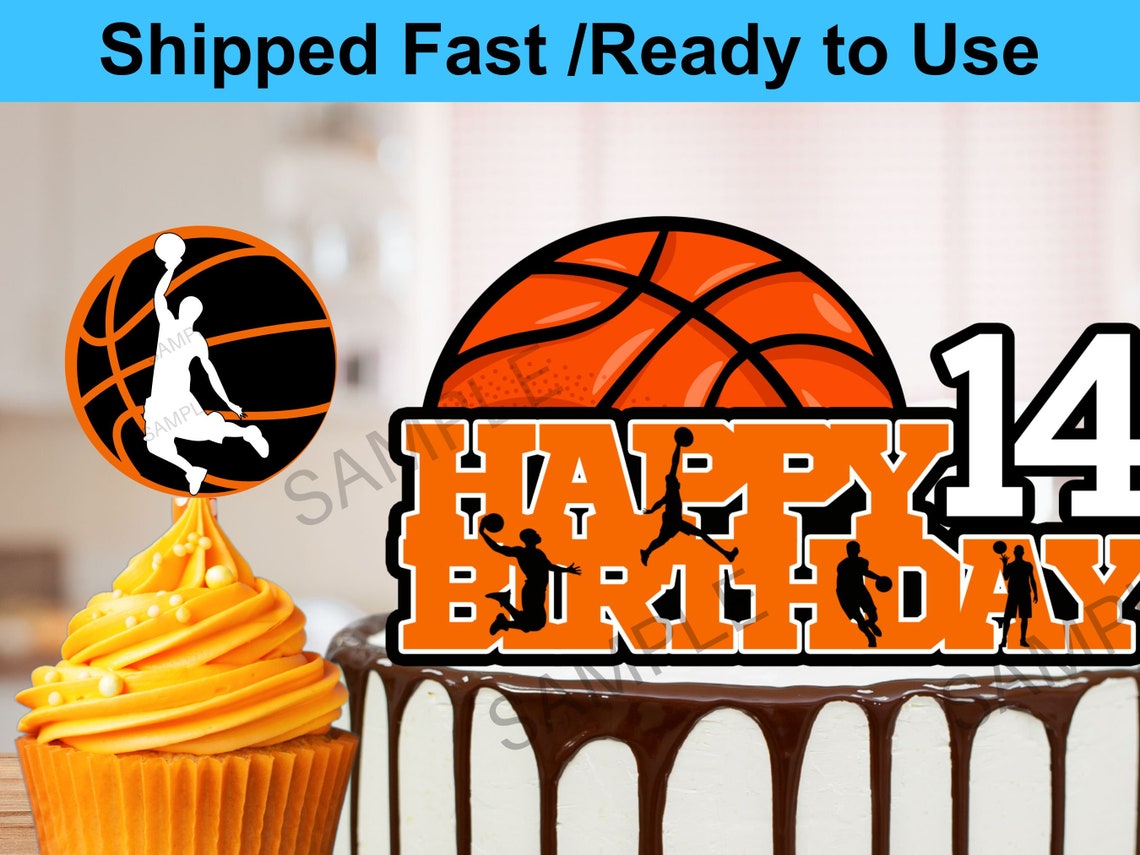Basketball Birthday Cake Topper | Customizable Age - Etsy