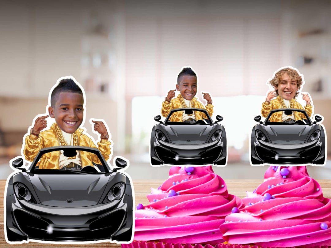 Printable Hip Hop Sports Car Cupcake Toppers Rapper With Fast Luxury ...