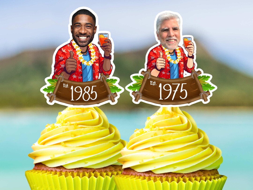 Funny Luau Cupcake Toppers Tropical Leis and Shirt, 5 Oclock Somewhere ...