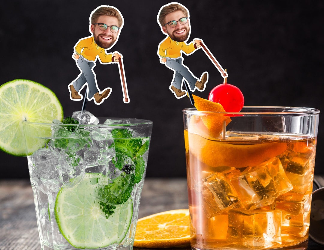 Personalized Face Drink Stirrers, Funny Milestone Birthday Party Decor ...