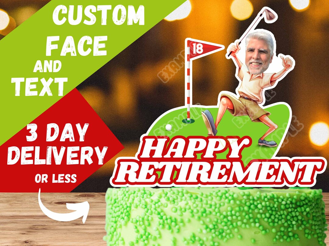 Printable Funny Golf Cake Topper Custom Retirement Birthday Cartoon ...