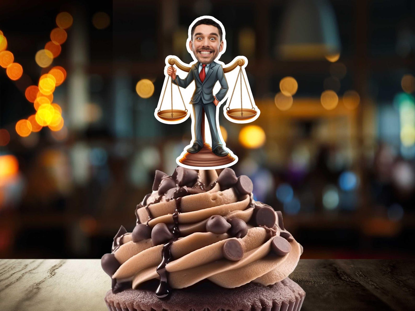 Law School Grad Cupcake Toppers Attorney Custom Face With Scales of ...