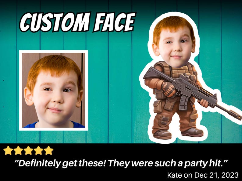 Printable Soldier Cupcake Personalized Face Military Combat Veteran ...