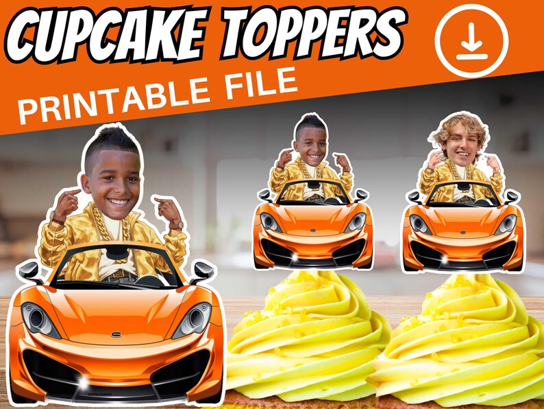 Printable Hip Hop Sports Car Cupcake Toppers Rapper With Fast Luxury ...