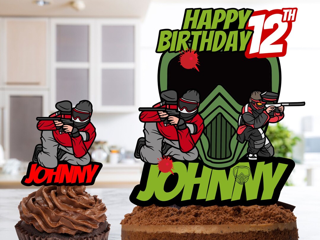 Paintball Cake & Cupcake Topper Bundle Fast Shipping Done - Etsy