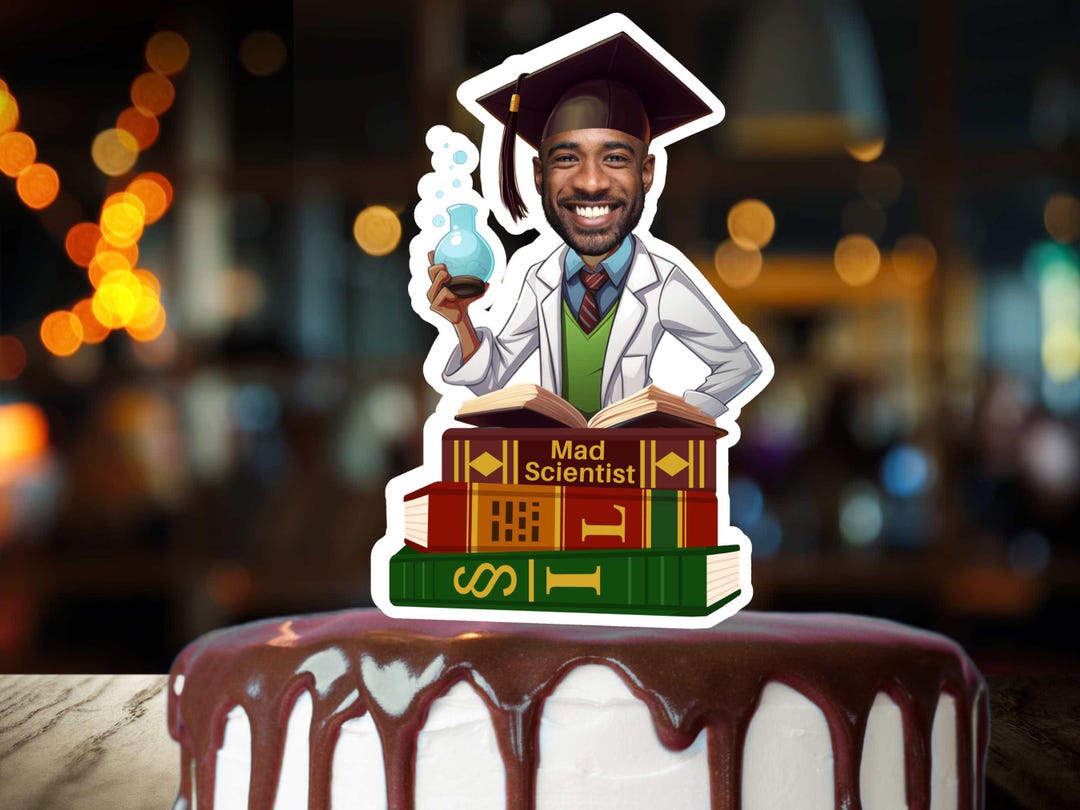 Scientist Graduation Cake Toppers Fun Custom Face Decor Biologist ...