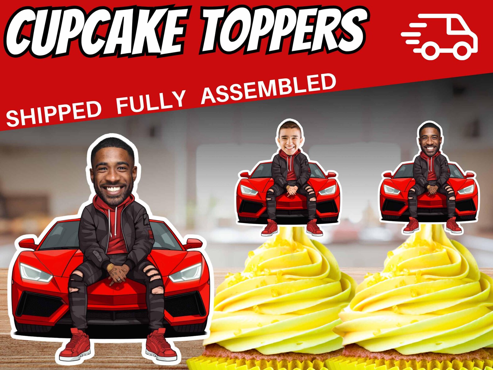 Hip Hop Car Cupcake Toppers. Hip Hop Birthday Party, Sports Car With ...