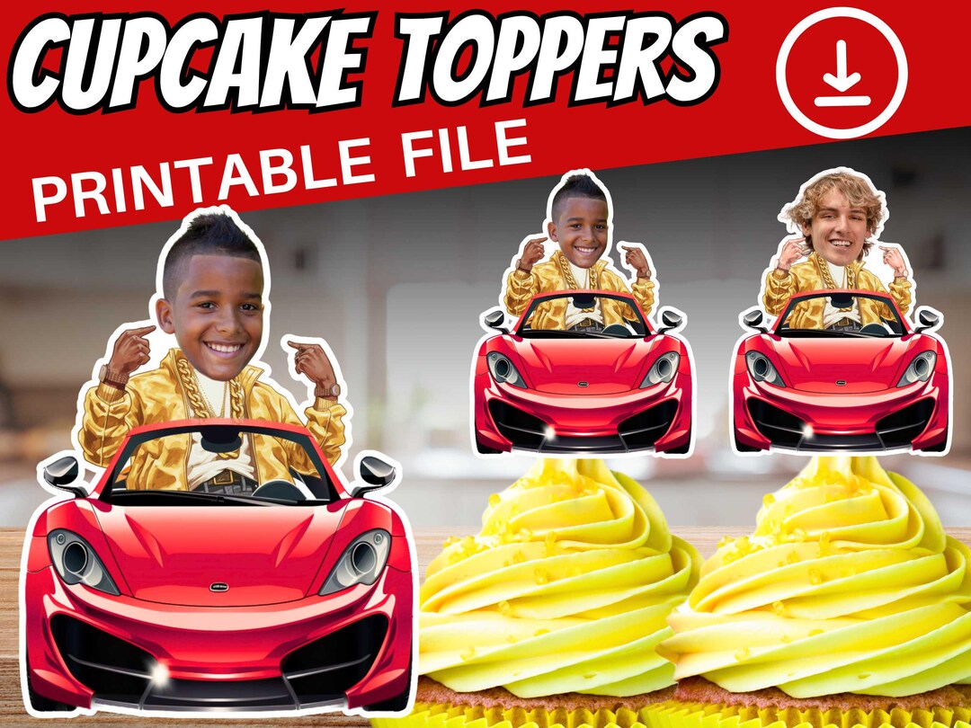 Printable Hip Hop Sports Car Cupcake Toppers Rapper With Fast Luxury ...