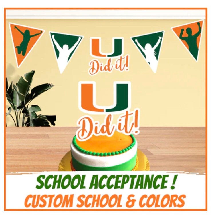 University of Miami Garland and Cake Topper | College Graduation Decor ...