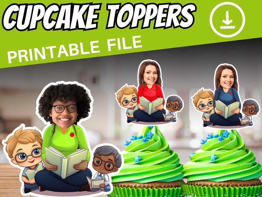 Printable Custom Teacher Cupcake Personalized Teachers Party Reading to ...