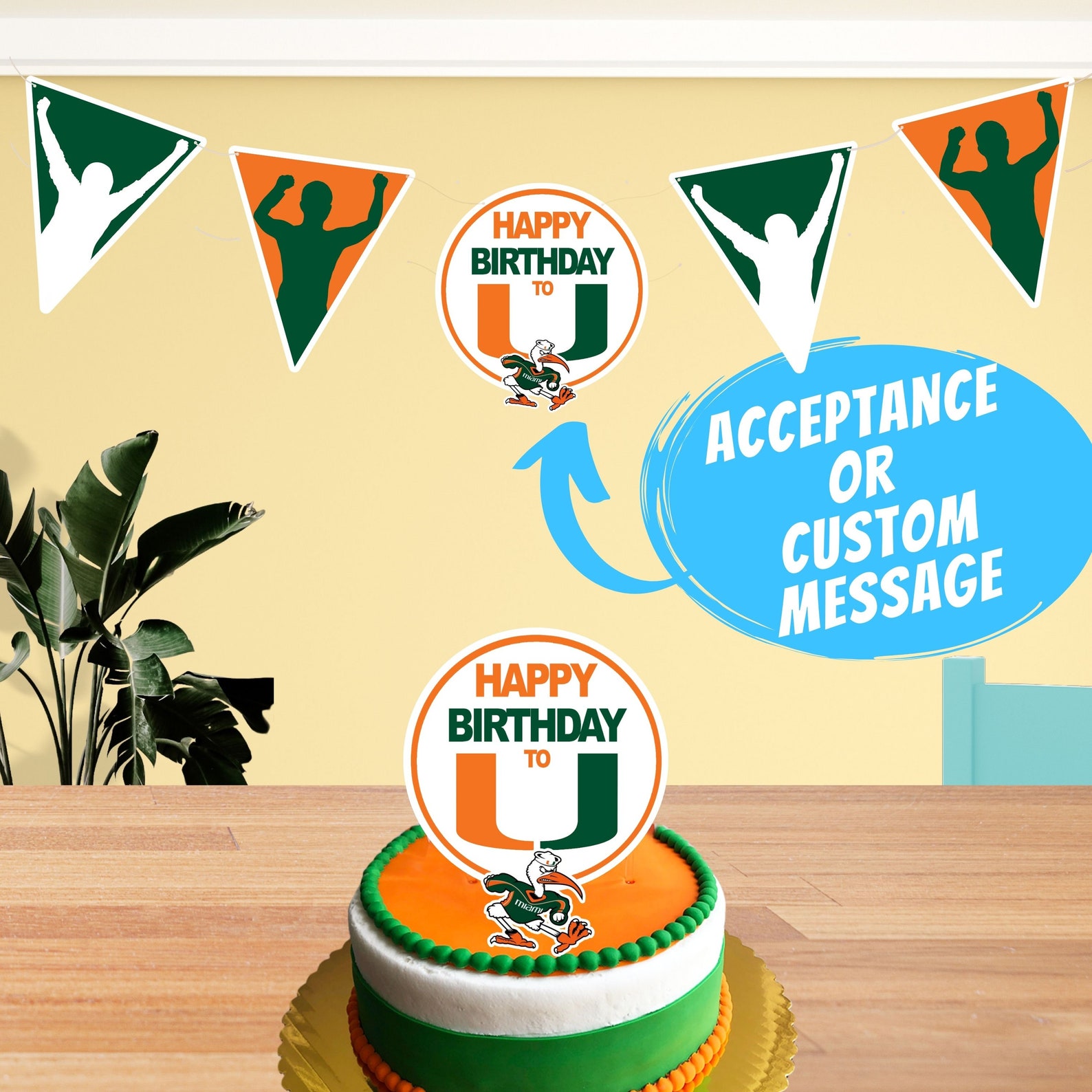 University Bunting Garland and Cake Topper Bundle | Graduation Party ...
